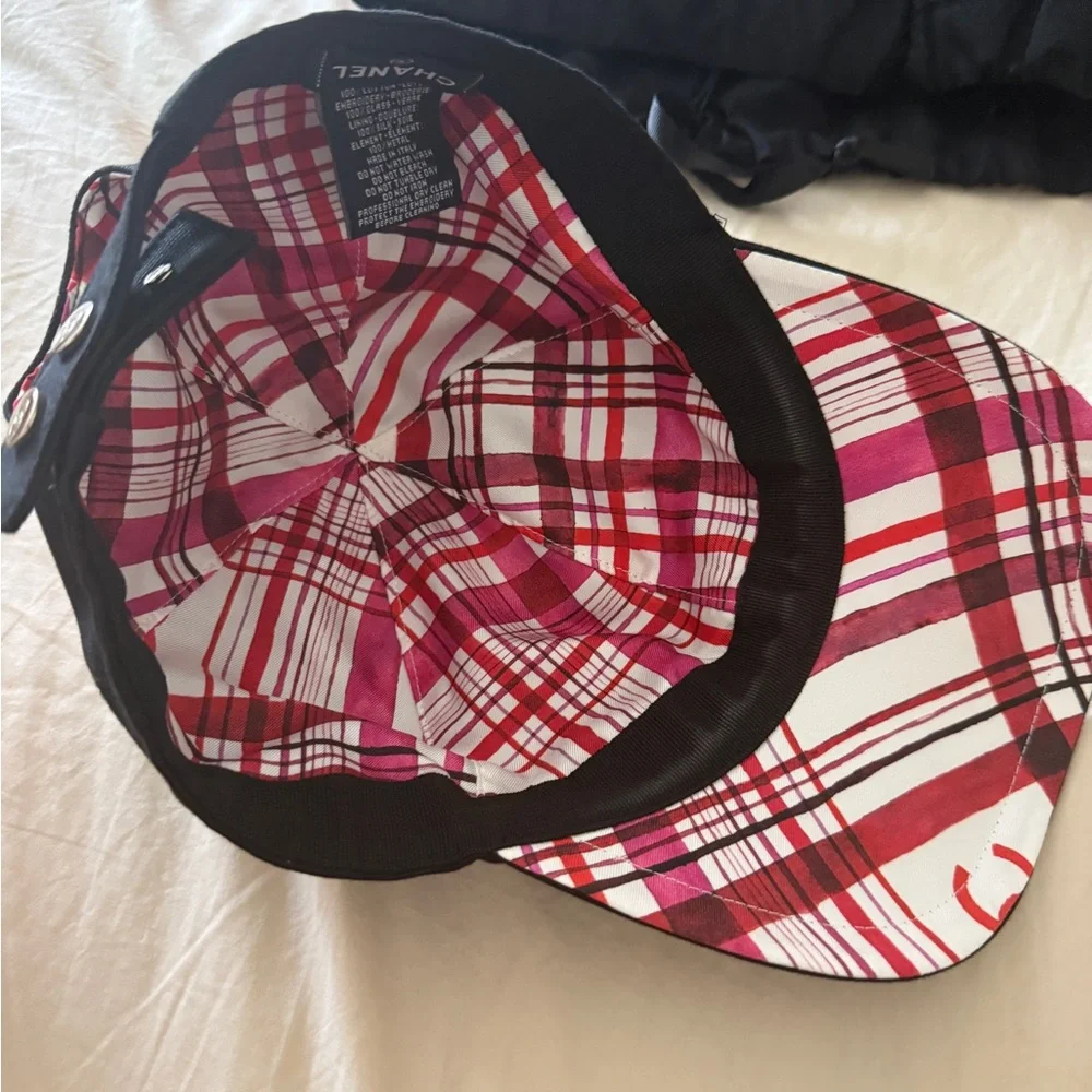 CHANEL | Accessories | Chanel Black Cap With White Interlocking Cc ...